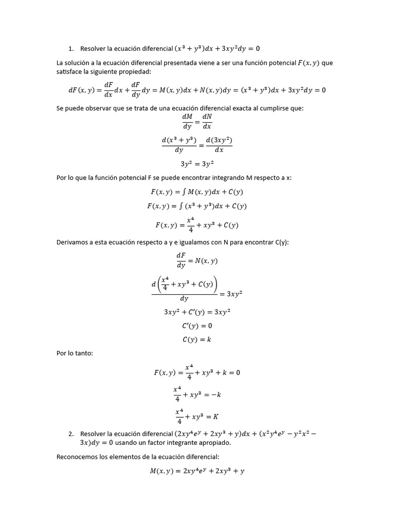 Tarea Mate | PDF | Integral | Ecuaciones