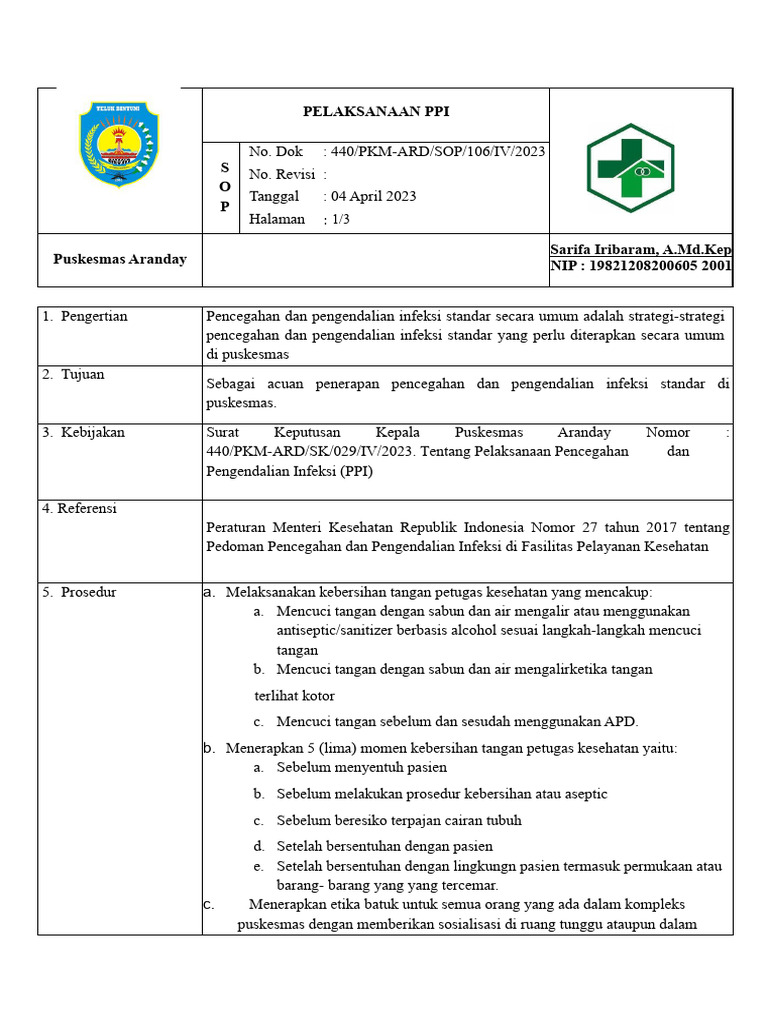 Sop Pelaksanaan Ppi | PDF