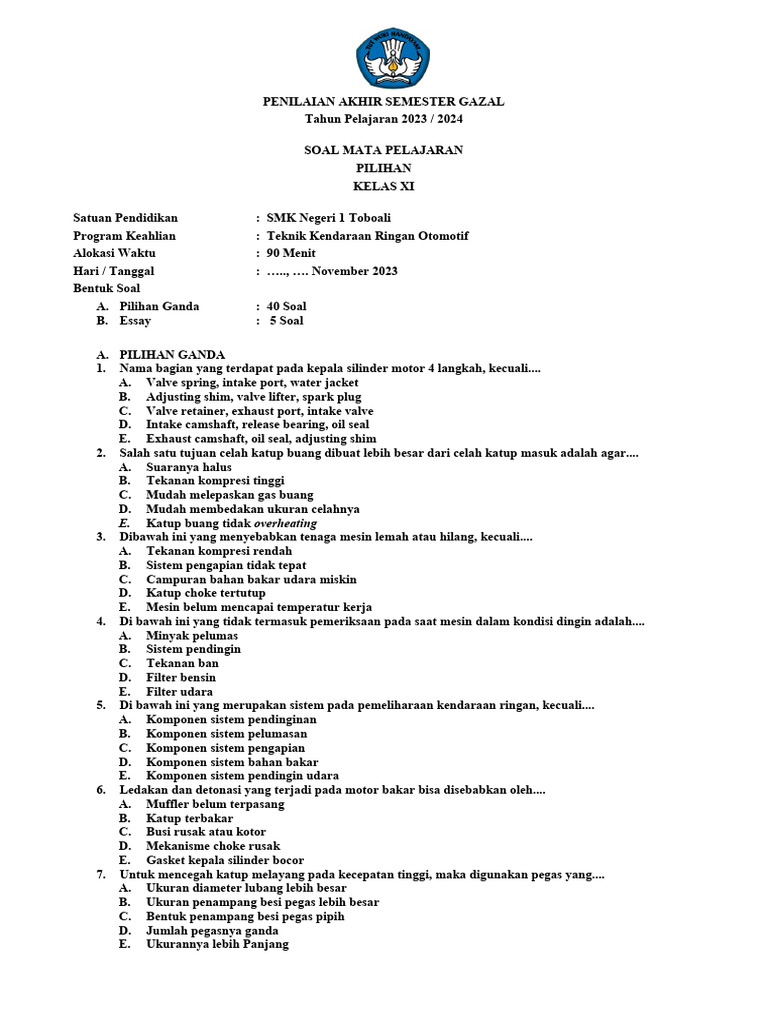 Soal Ujian Mapel Pilihan | PDF | Teknologi & Rekayasa