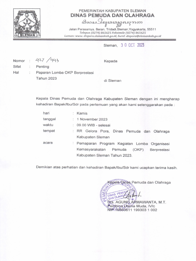 Undangan Paparan Lomba OKP23 | PDF