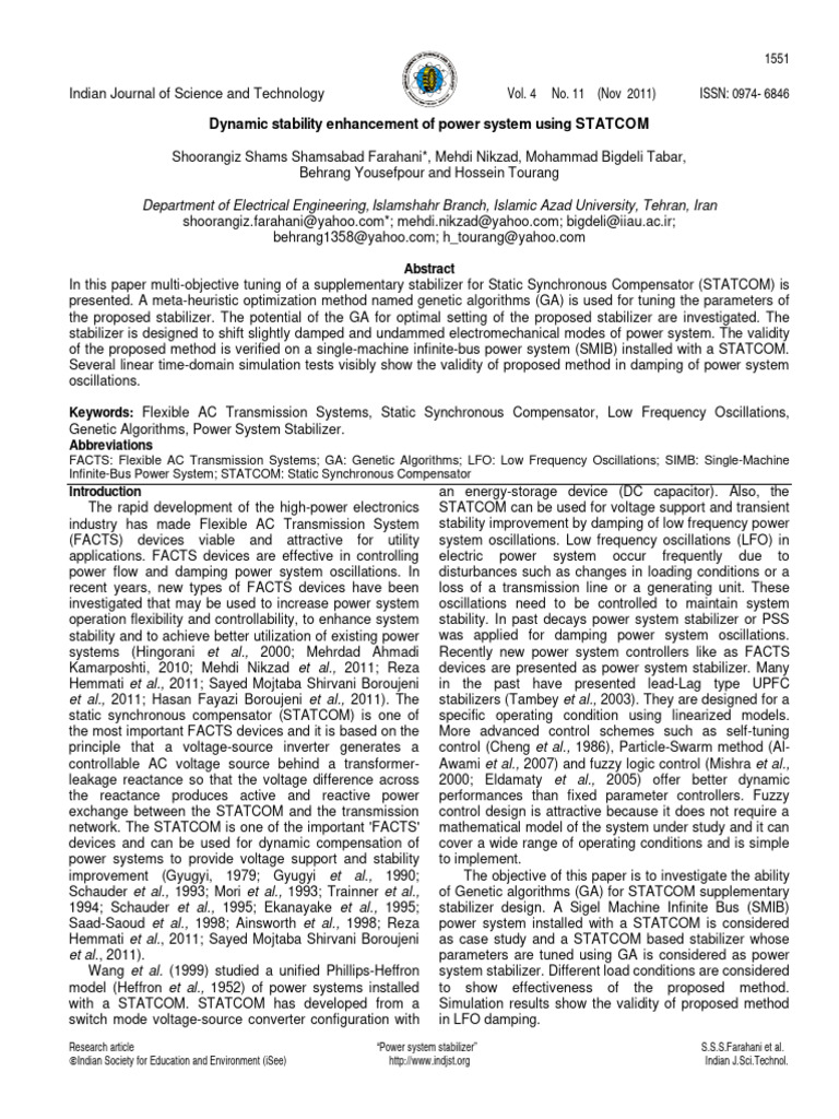 Dynamic Stability Enhancement of Power S | PDF | Control Theory | Mathematical Optimization