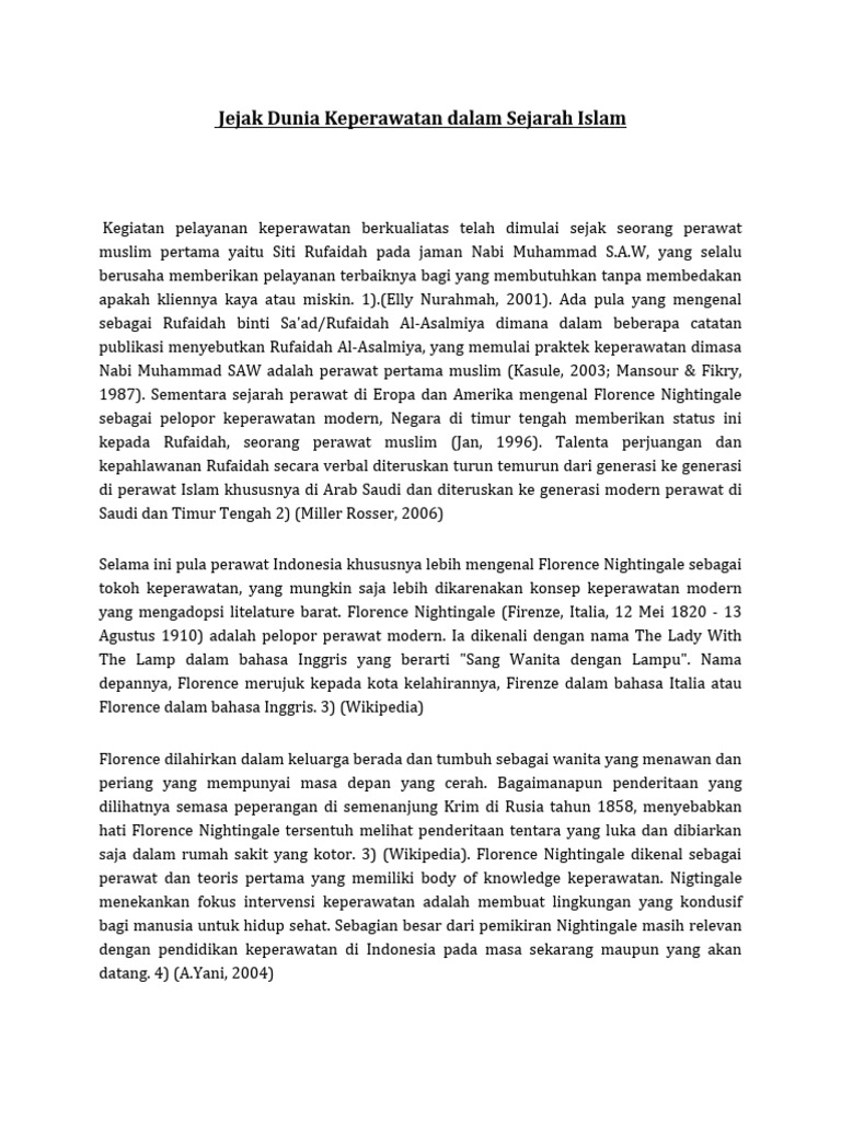 Menelusuri Jejak Dunia Keperawatan Dalam Sejarah Islam | PDF