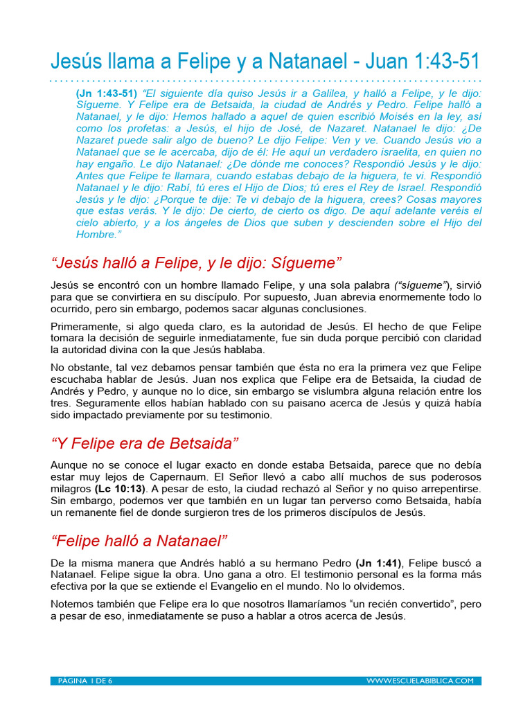 Jesús llama a Felipe y Natanael | PDF | Jesús | Jacob