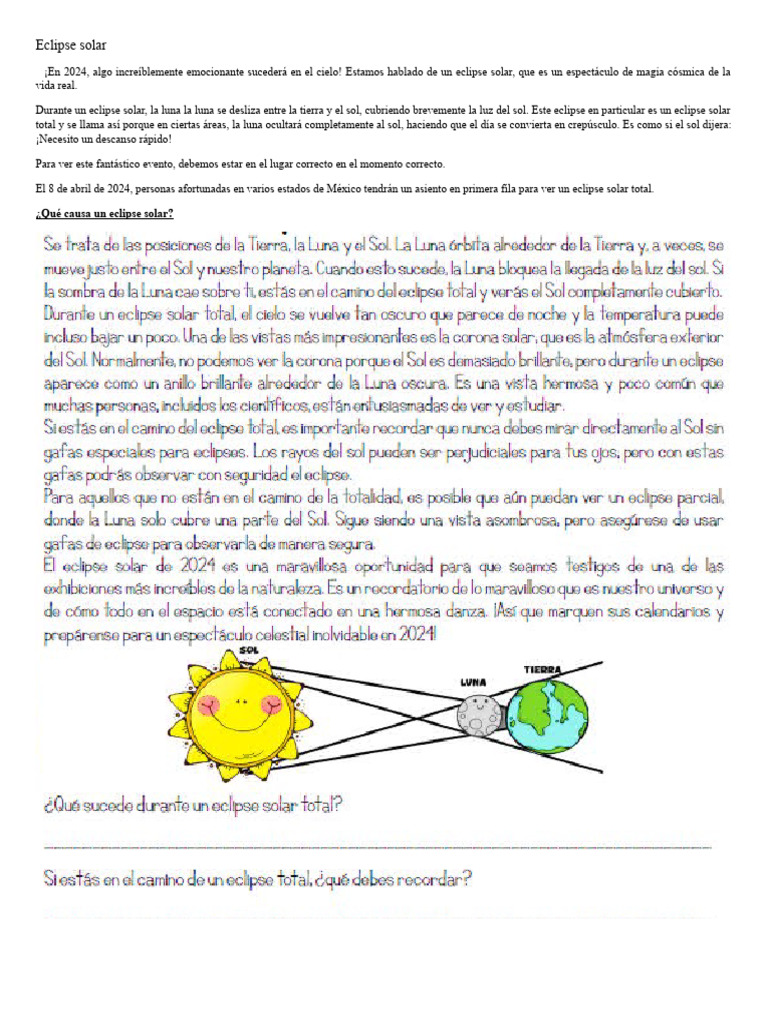 Eclipse solar total en 2024: guía y detalles | PDF
