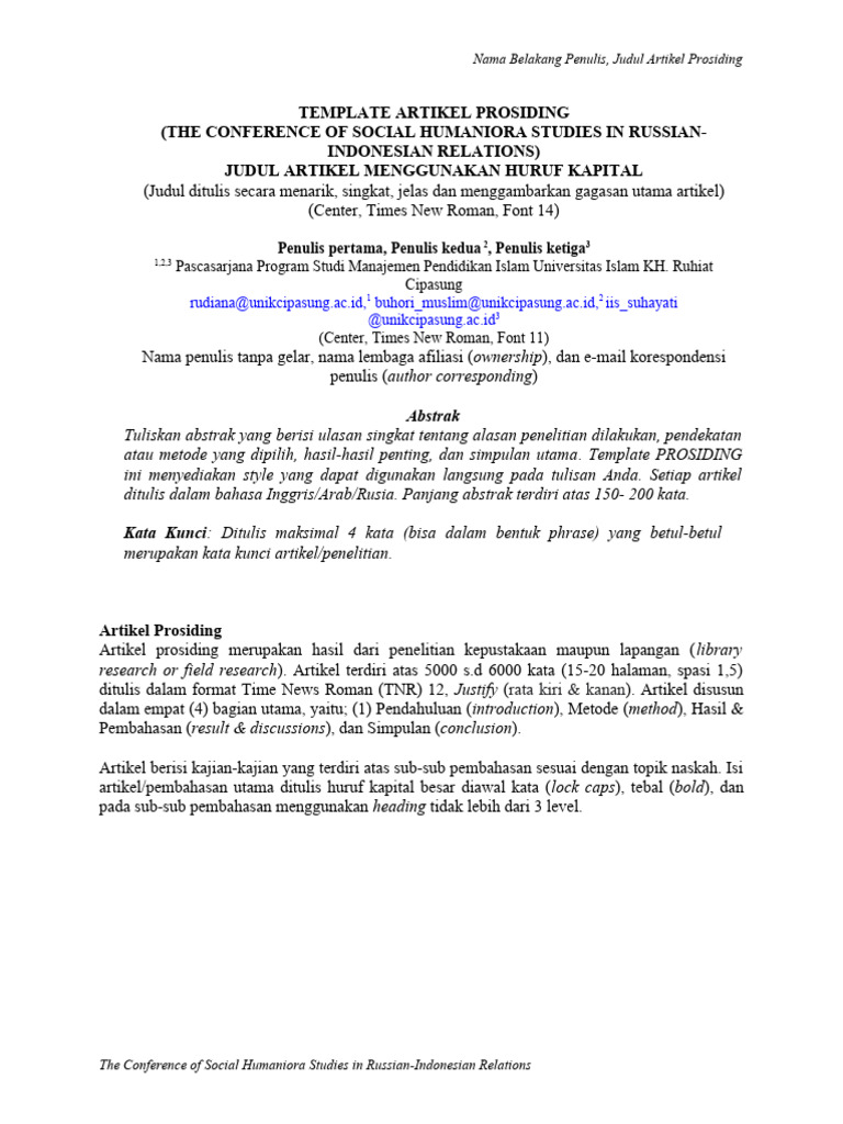 Template Prosiding UNIK Cipasung | PDF | Seni & Disiplin Bahasa | Kajian Bahasa Asing