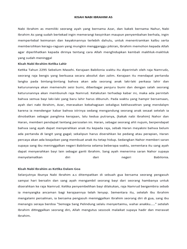 Kisah Awal Nabi Ibrahim AS | PDF | Agama & Spiritualitas