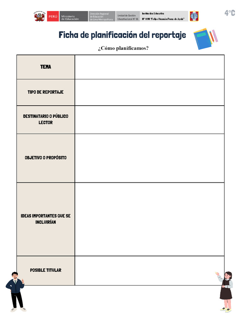 Ficha de Planificación Del Reportaje y Primera Versión | PDF | Arte