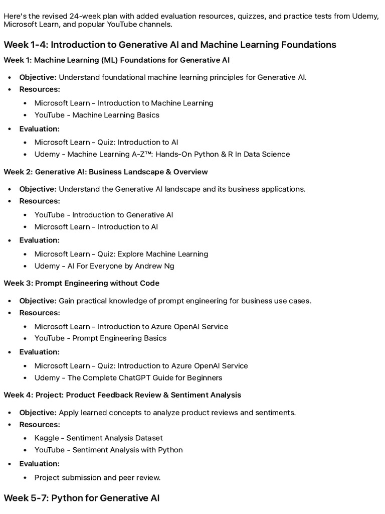 Generative Ai Course Plan Pdf Artificial Intelligence