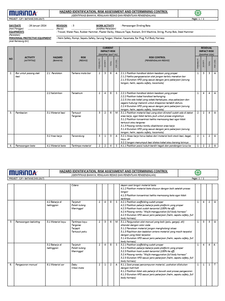 Hira DC Pemasangan Dinding Bata | PDF