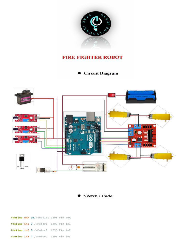 Arduino Fire Fighter Robot CD and Code (1) | PDF | Computer Engineering | Electrical Engineering