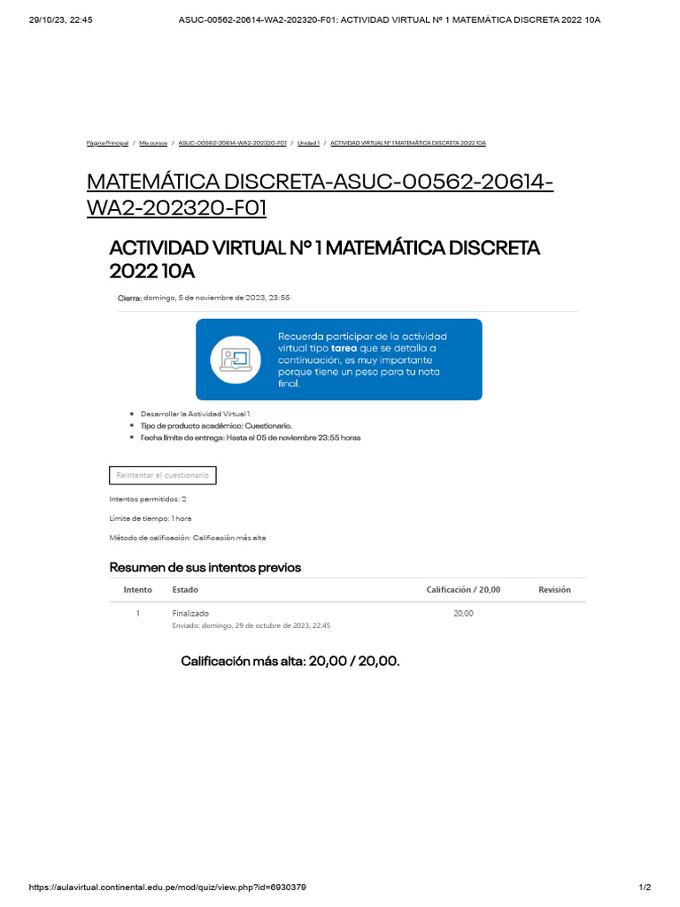Actividad Virtual #1 - Matematica Discreta | PDF