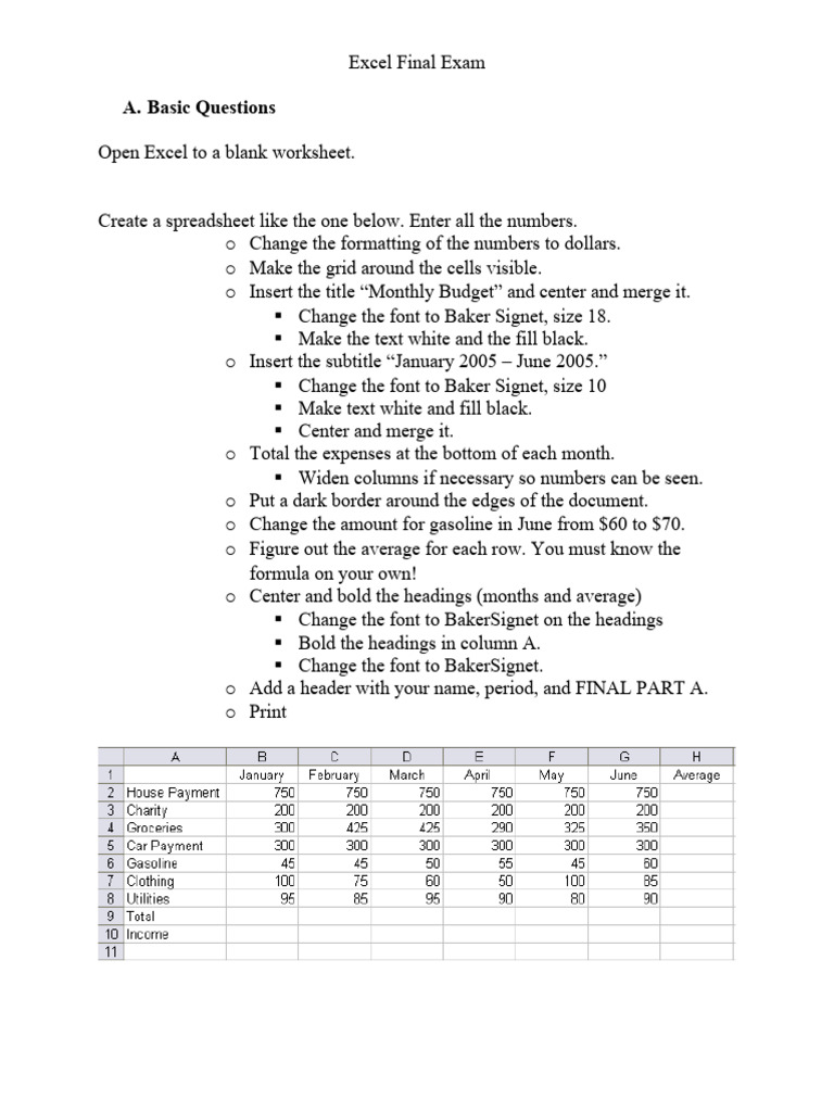 Excel Final Exam | PDF | Microsoft Excel | Worksheet