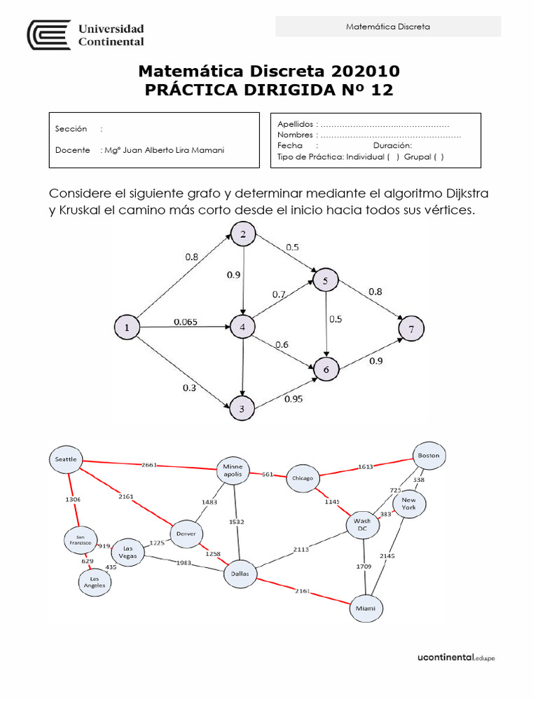 Algoritmos Dijkstra y Kruskal en Grafos | PDF