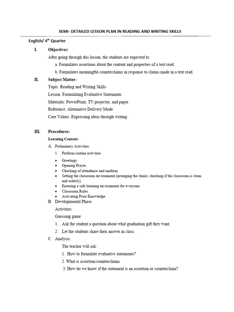 Lesson Plan For Senior High | PDF | Lesson Plan | Teachers
