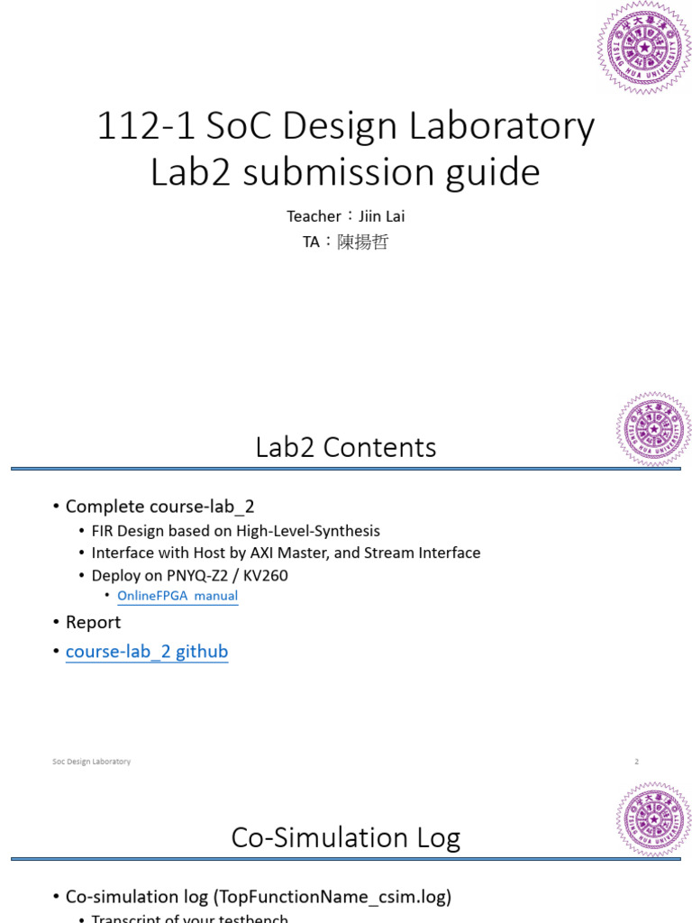 112-1 SoC Design Laboratory (NTHU) Lab2 | PDF | System On A Chip | Digital Technology