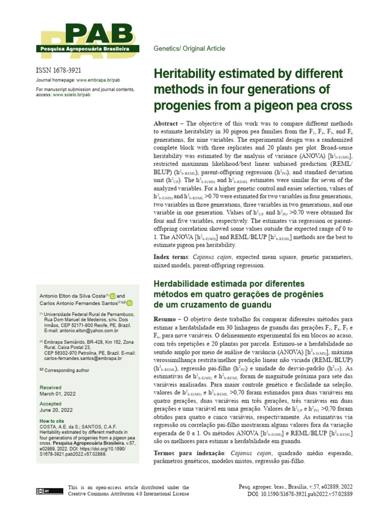 Heritability Estimated by Different | PDF | Heritability | Analysis Of ...