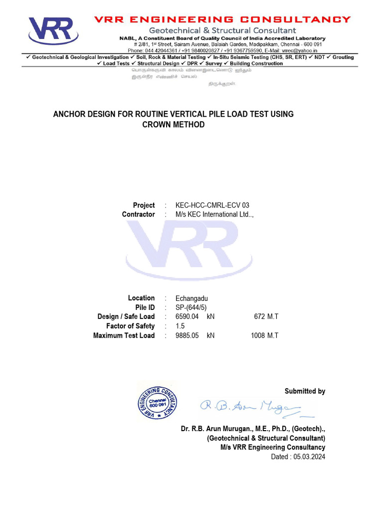 Reaction Anchor Pile Calculation For Routine Vertical Load Test ...