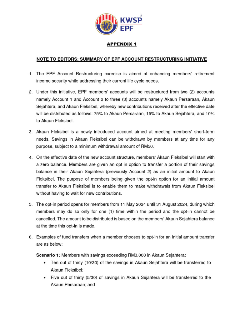 EPF Account Restructuring Guide | PDF | Personal Finance | Economies