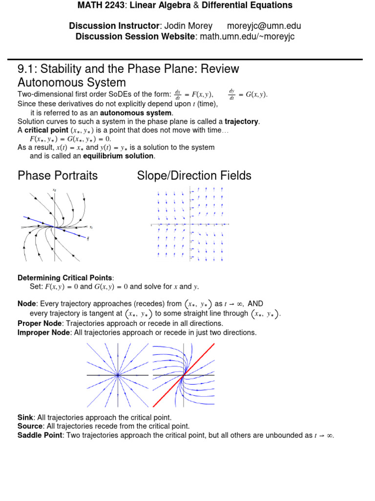 9 - 1 - Stability - Phase Plane | Download Free PDF | Stability Theory ...