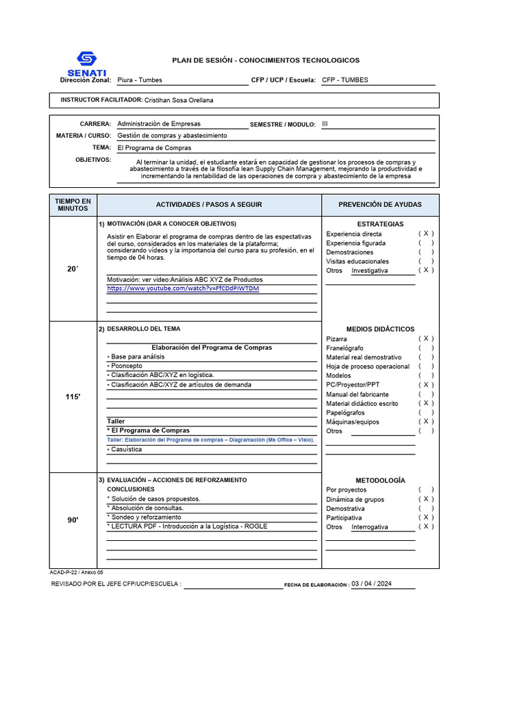 Formato - Plan de Sesión Tecnología - Presencial-03 | PDF | Business