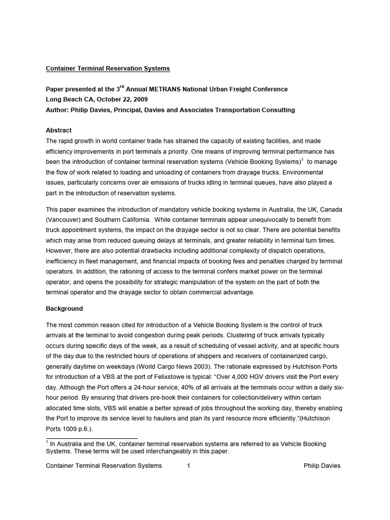 Container Reservation Systems Web | PDF | Containerization | Truck Driver