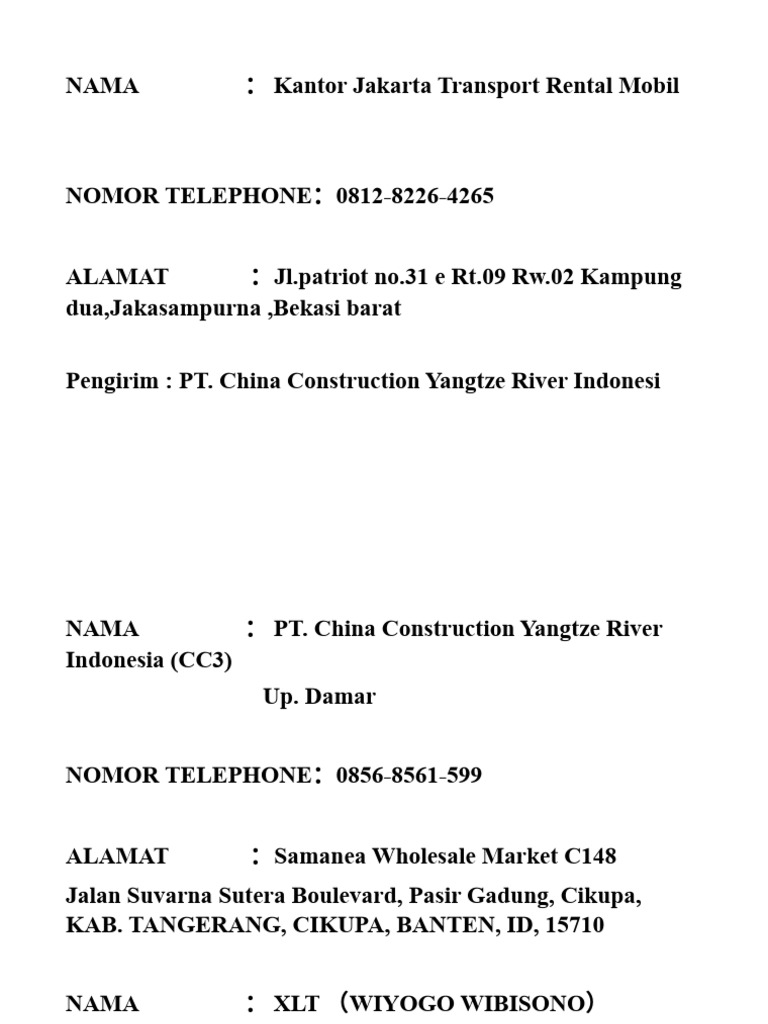 Format Alamat 1 | PDF | Teknologi & Rekayasa