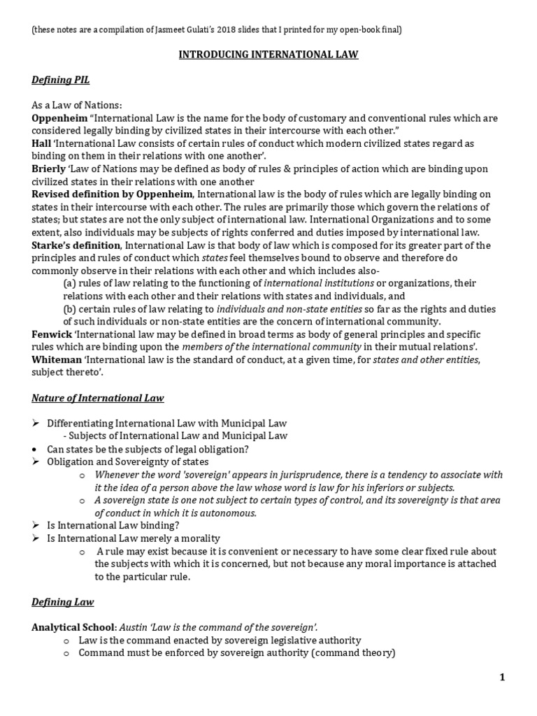 PIL Notes | PDF | Treaty | International Law