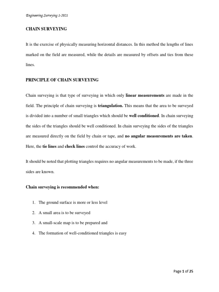Chain Surveying Principles and Techniques | PDF | Surveying | Optics