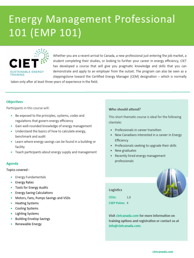 Energy Management Professional Course | PDF | Energy Management ...