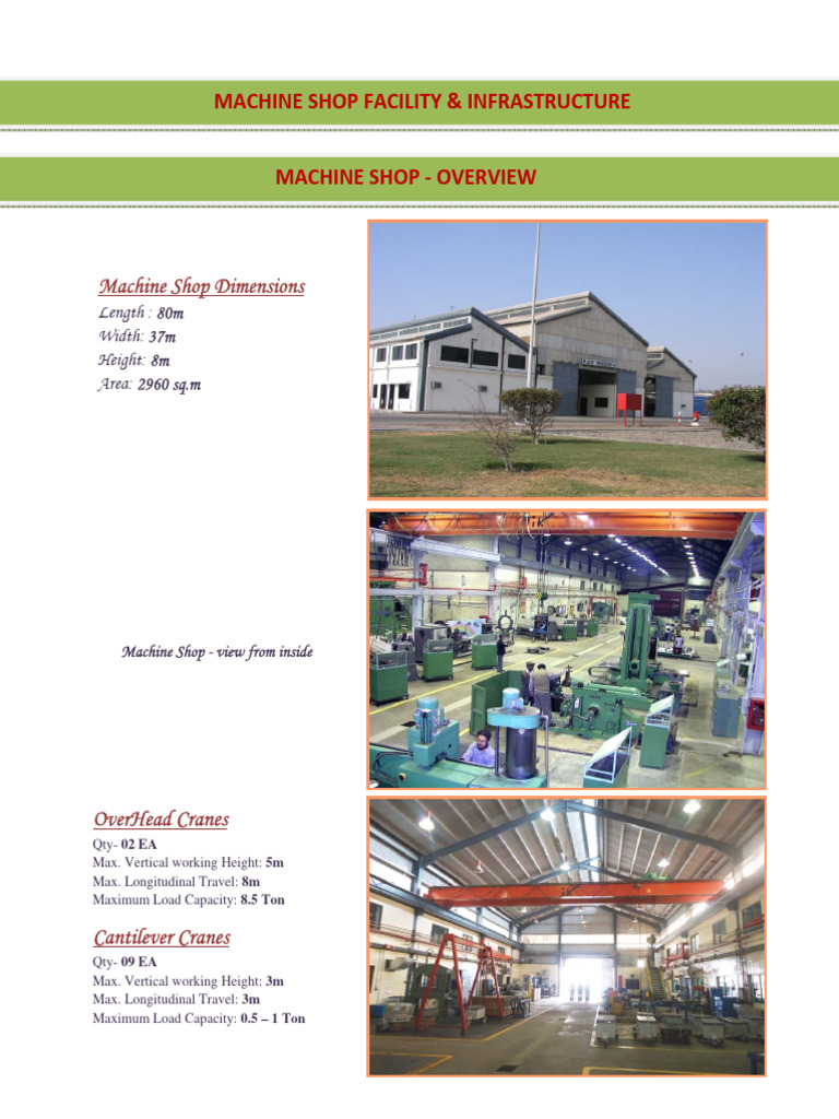 Machione Shops-Facility and Infra Structure-Rev-01 | PDF | Grinding (Abrasive Cutting) | Tools