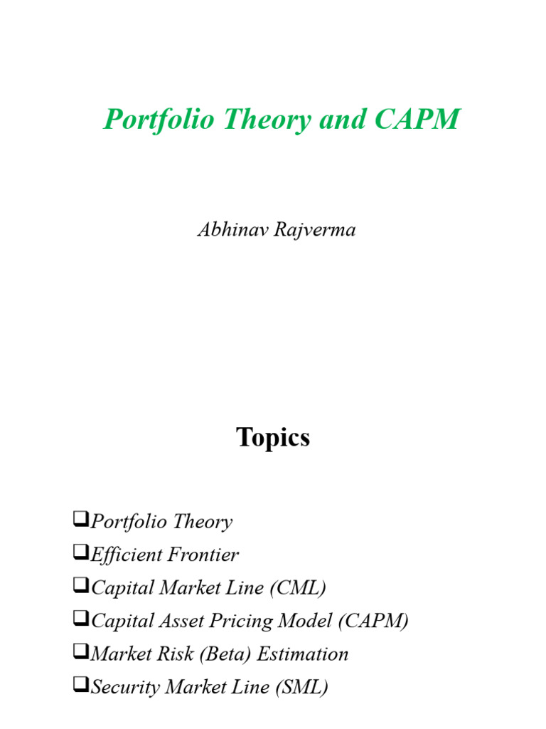 7.2 Portfolio Theory and CAPM | PDF | Capital Asset Pricing Model | Modern Portfolio Theory