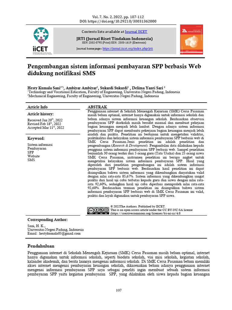 Pengembangan Sistem Informasi Pembayaran SPP Berba | PDF