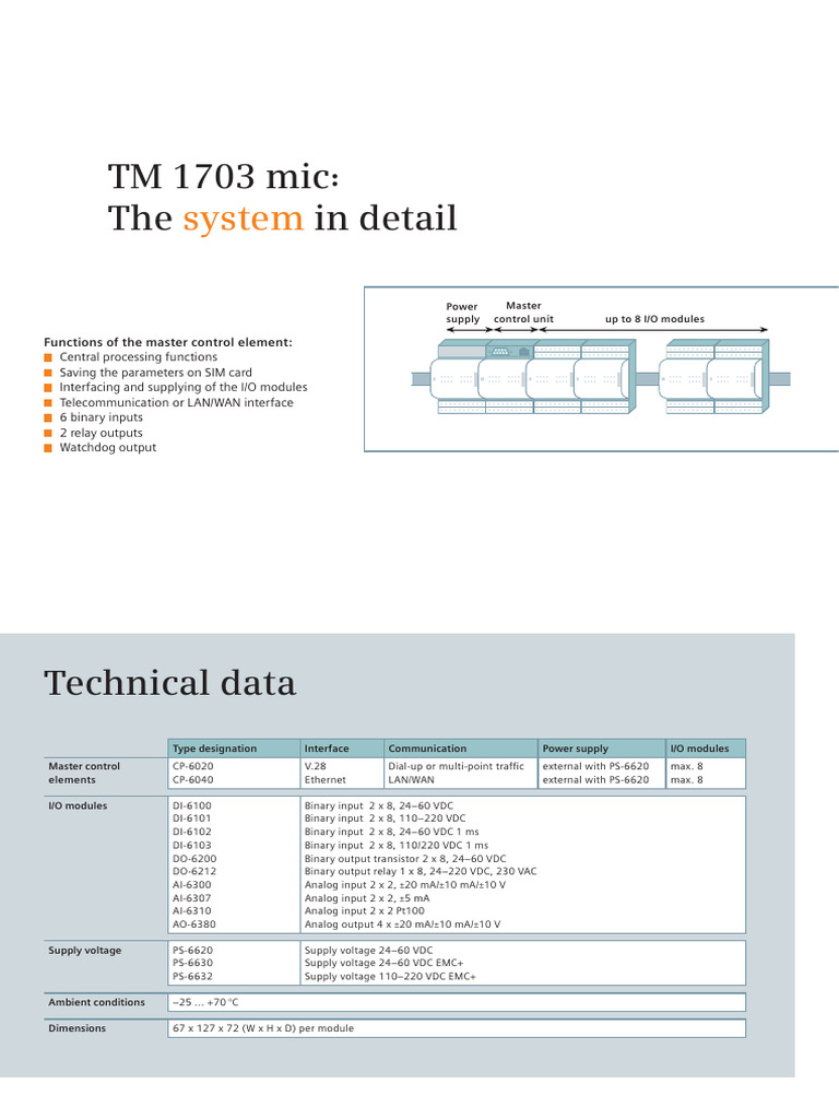 TM 1703 Master Control System Overview | PDF