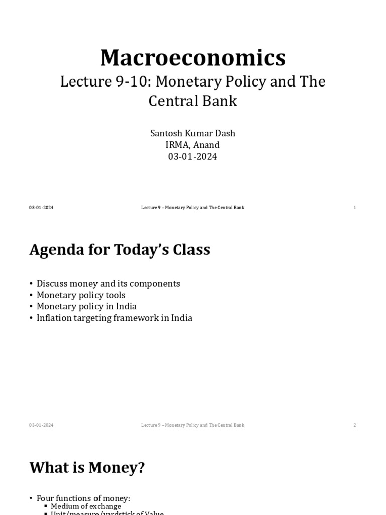 Lec9-10-Monetary Policy and The Central Bank | PDF | Monetary Policy | Inflation