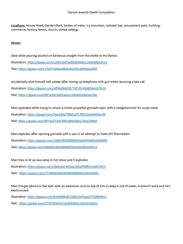 Darwin Awards Compilationzzzz | PDF