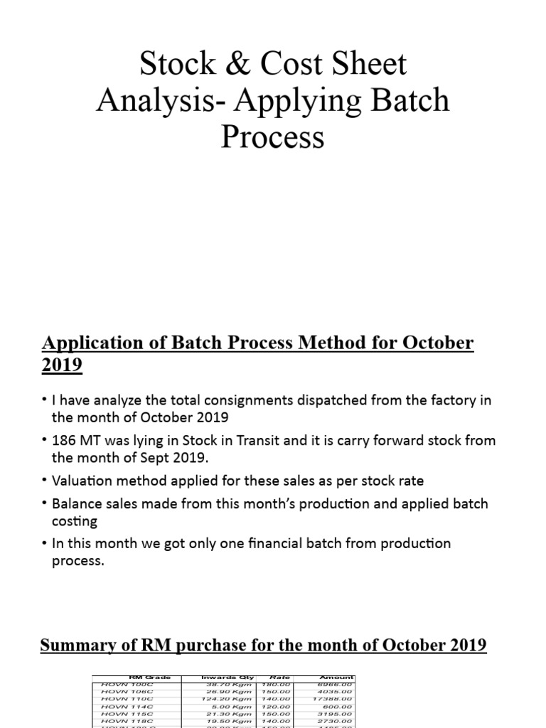 Batch Cost Analysis for Oct 2019 | PDF | Economies | Investing