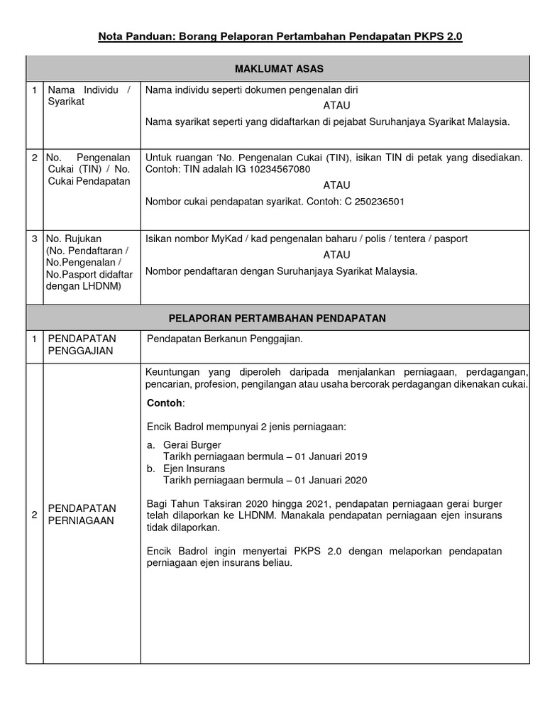 Nota Panduan Borang PPP Pkps 20 | PDF