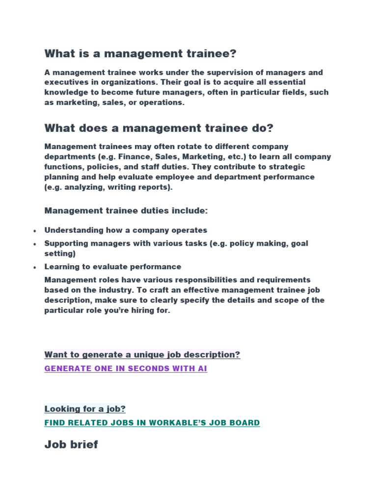 What Is A Management Trainee | PDF | Marketing | Sales