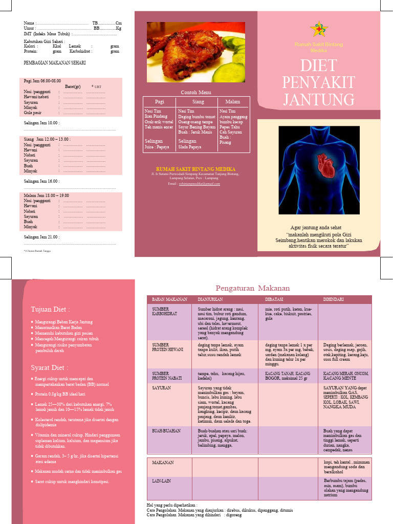 Leaflet Diet Penyakit Jantung 1 RSBM | PDF