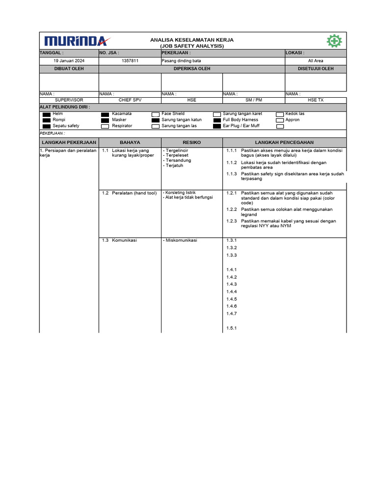 JSA-Pasang Dinding Bata | PDF