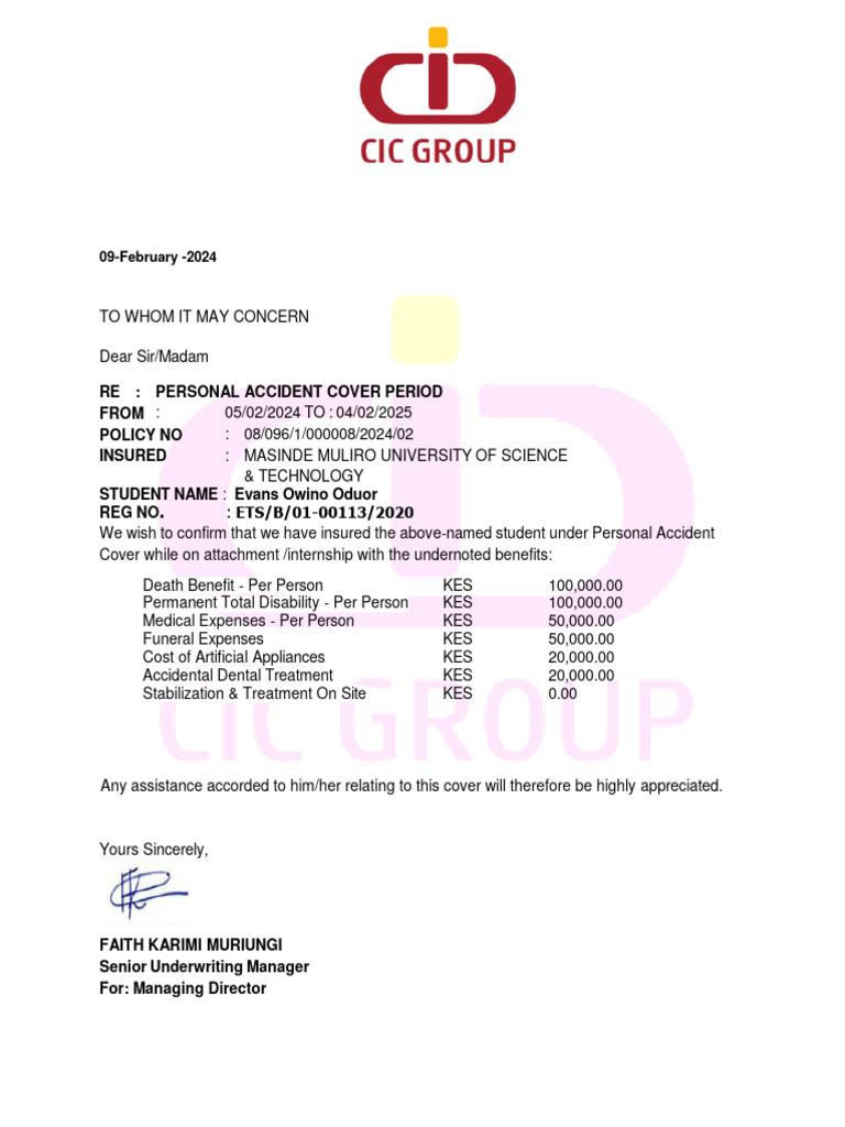 18th Mmust Ets 2021 Students Pa | PDF | Insurance | Underwriting