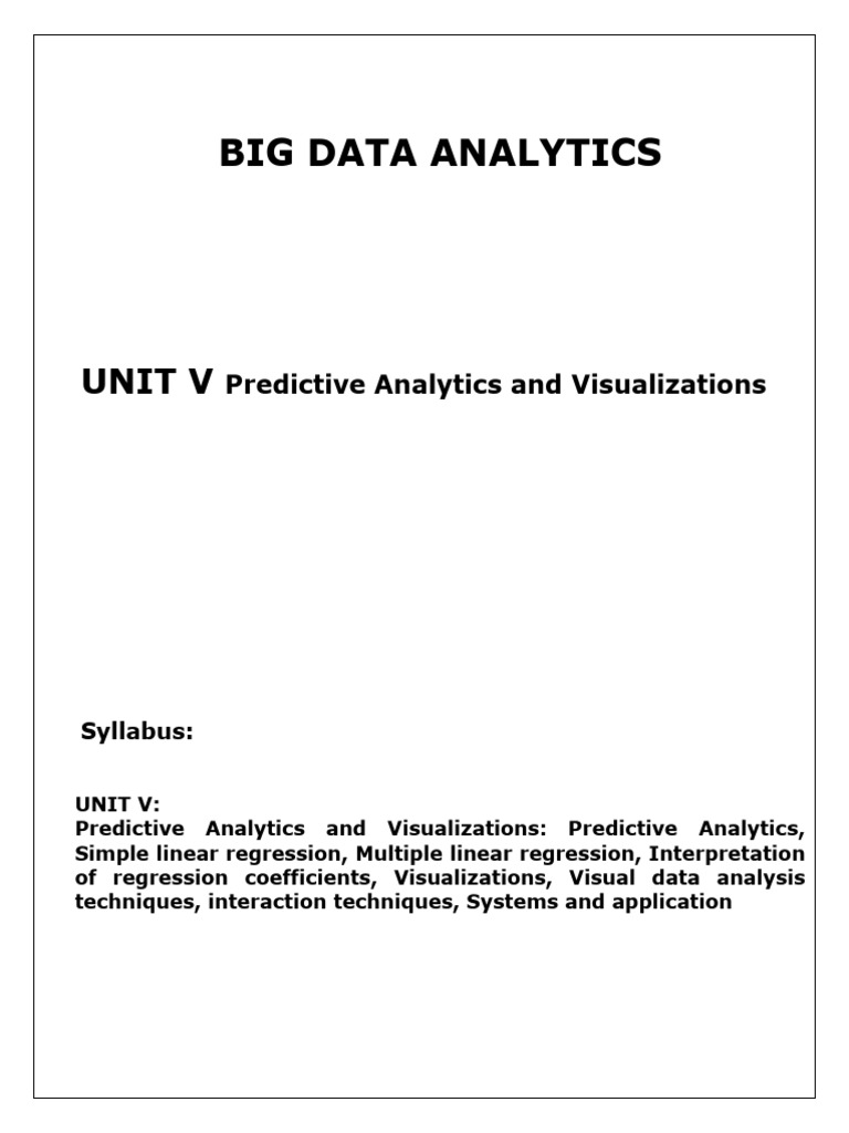 Bda Unit 5 | PDF | Linear Regression | Predictive Analytics Bda Unit 5 | PDF | Linear Regression | Predictive Analytics