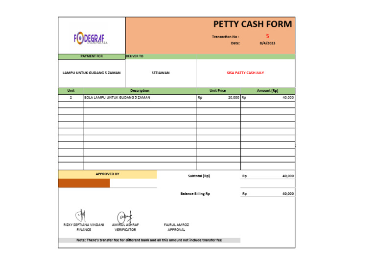 PETTY CASH FORM Now | PDF