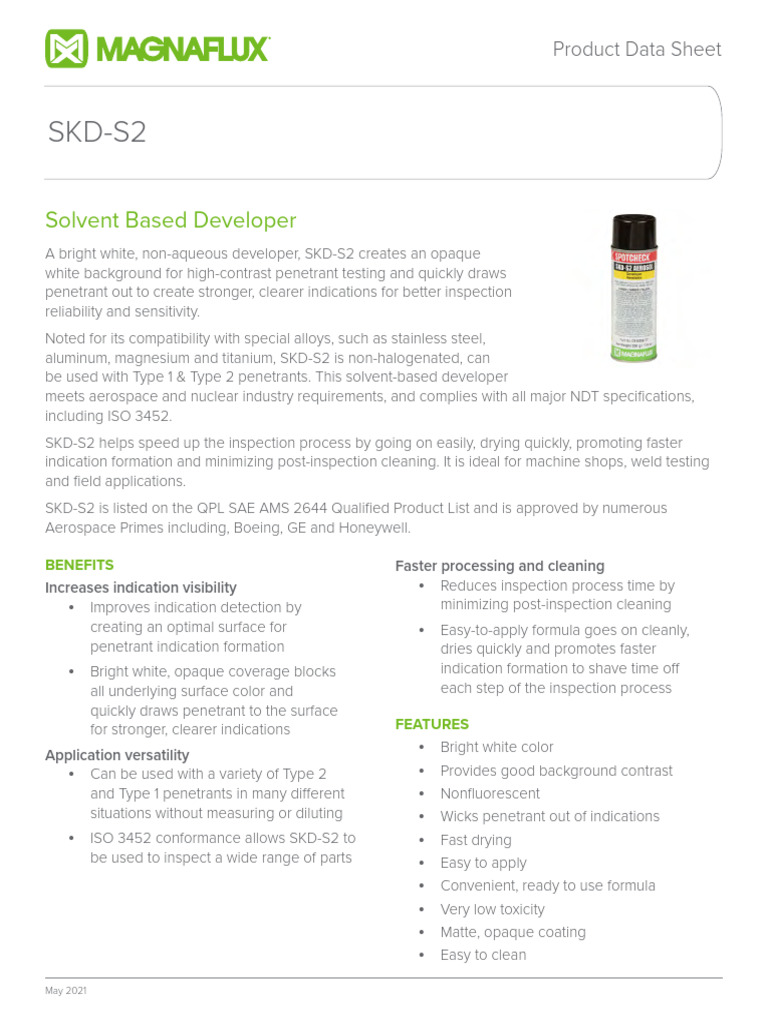 SKD-S2 Solvent Developer Guide | PDF | Nondestructive Testing | Materials