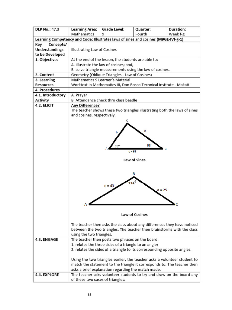 M9GE-IVf-g-1 (C) | PDF | Triangle | Trigonometry