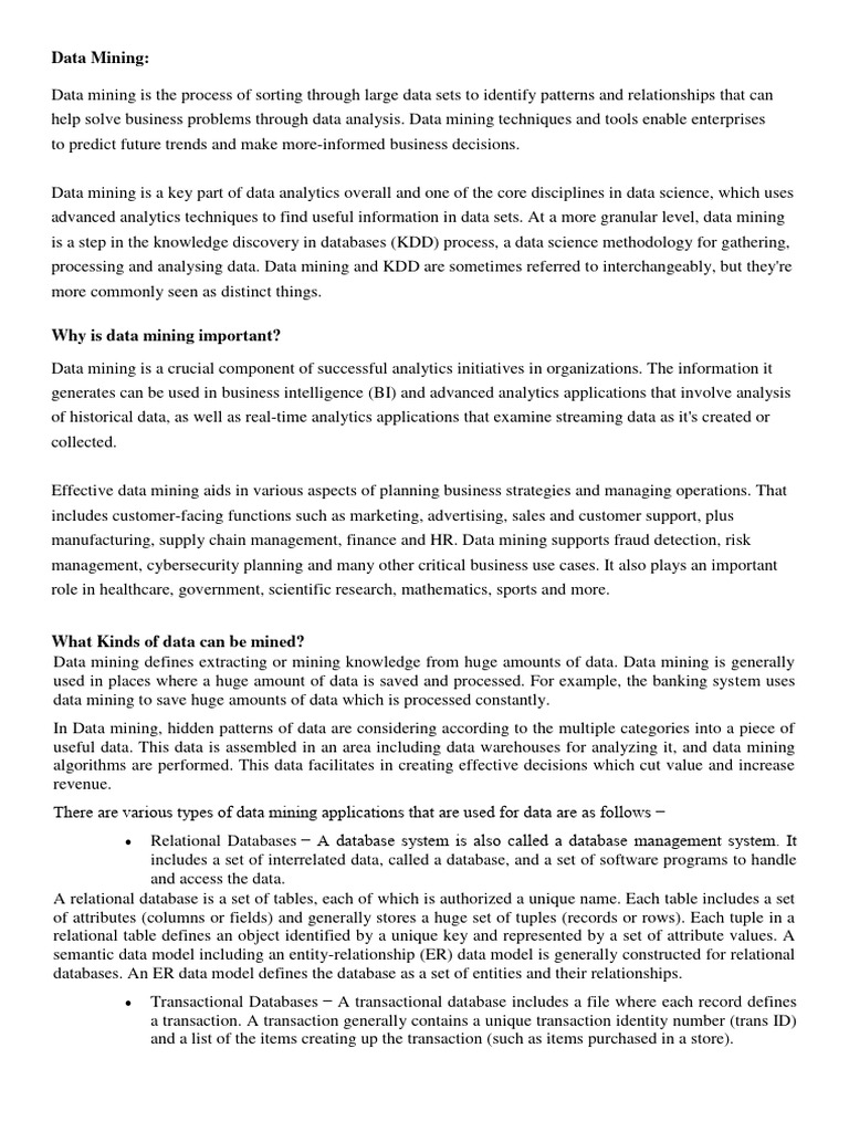 1 1 Data Mining Pdf Data Warehouse Analytics