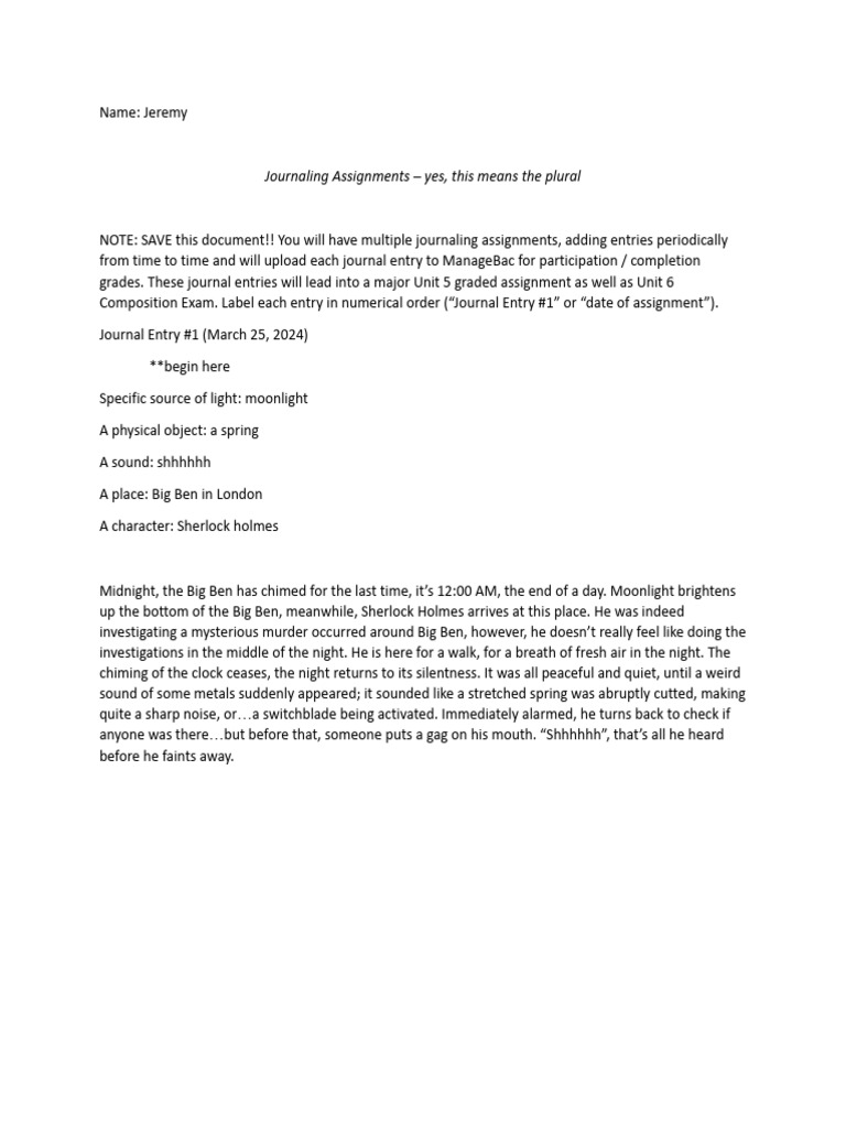 Journal Entries Assignment | PDF | Robot | Robotics