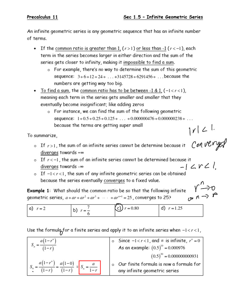 1.5 - Infinite Geometric Series | PDF | Sequence | Mathematical Concepts