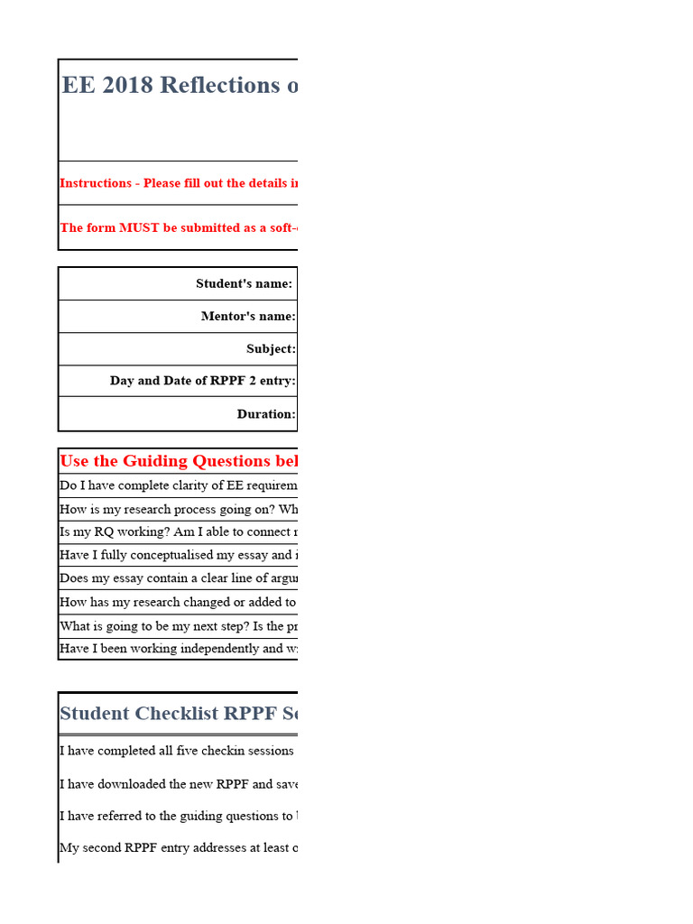 EE RPPF Session 2 Instructions | PDF | Methodology