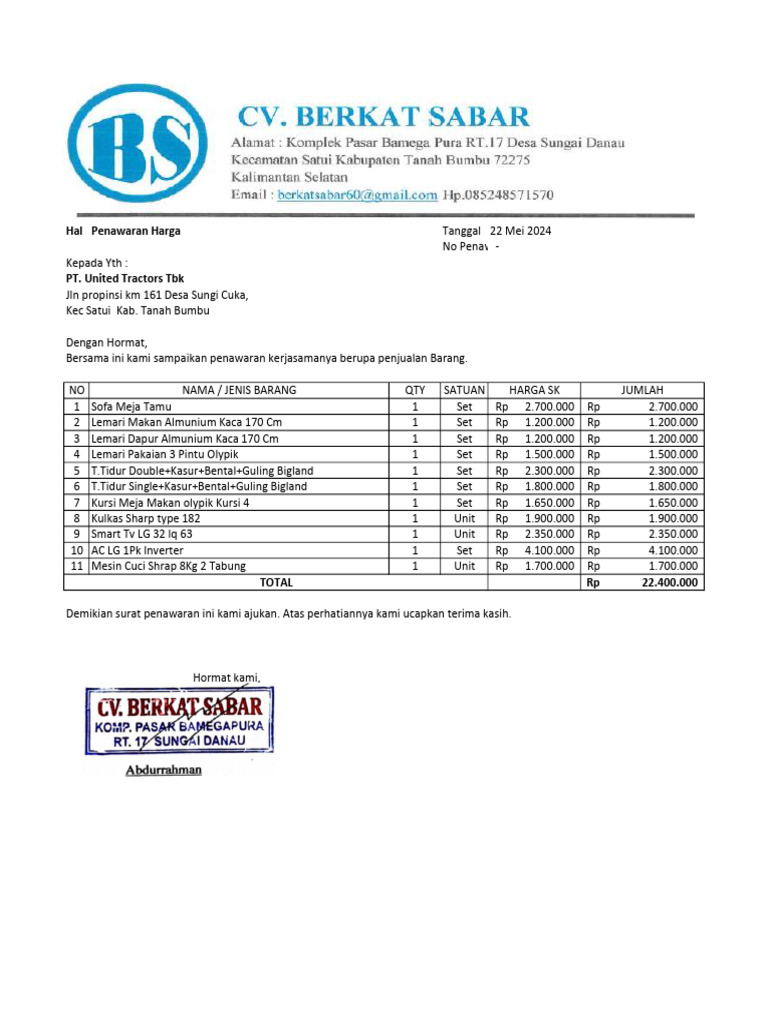 Penawaran Asset Baso Muklis | PDF
